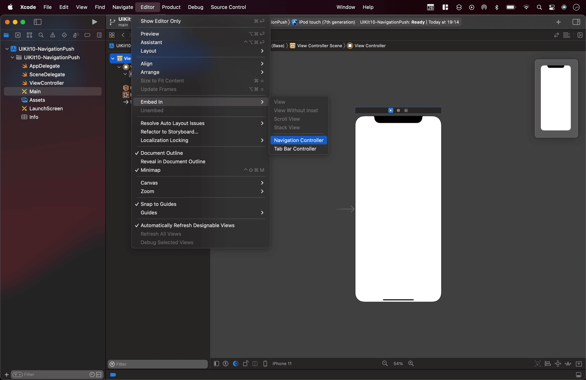 Navegación en UIKit: UINavigationController Push